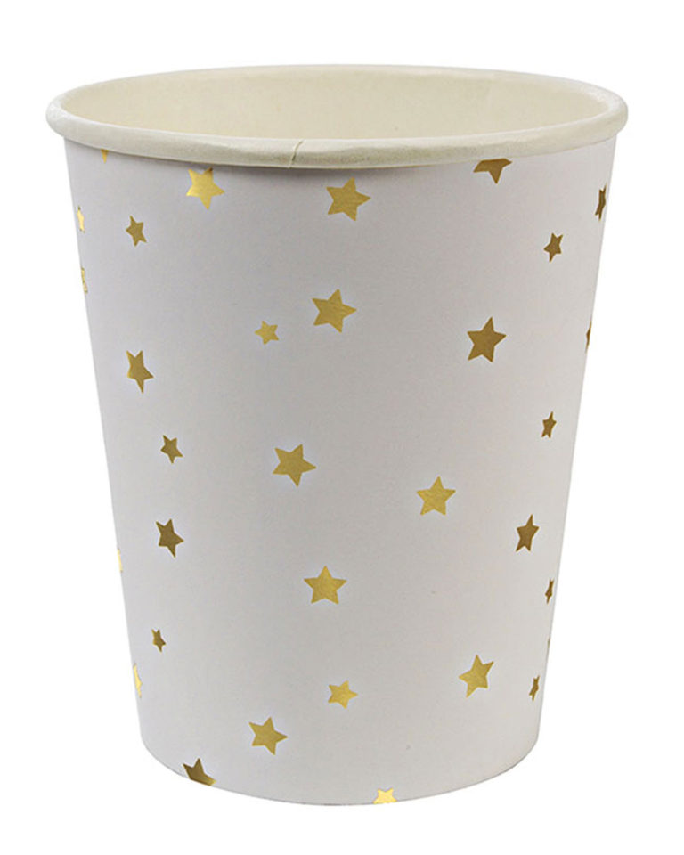 Papkrus med guld stjerner - fest tilbehør til jul og nytår