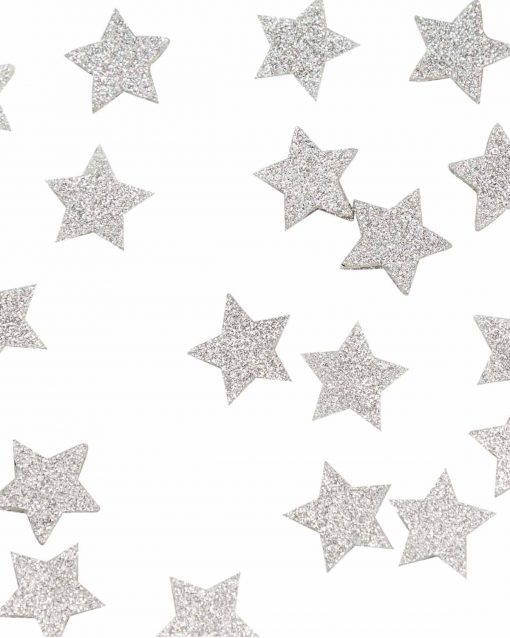 Glitter sølv stjerne konfetti - Festissimo