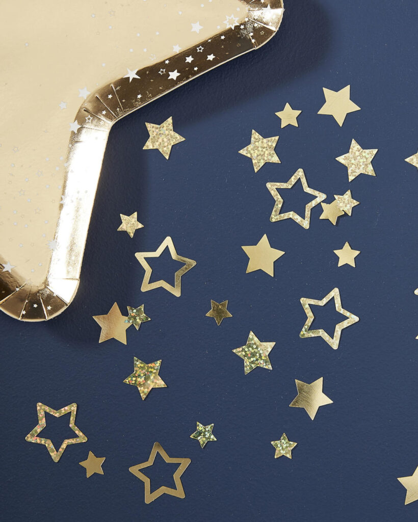 Guld glitter stjerne konfetti mix | Konfetti stjerner til fest bord