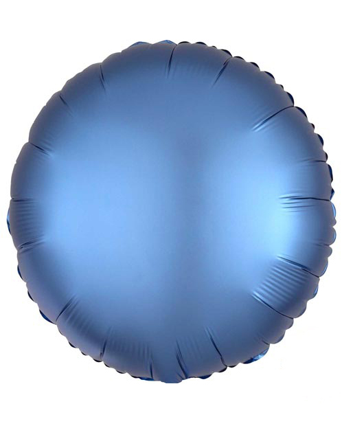 Rund mat azur blå folie ballon - smukke satin folie balloner til fest