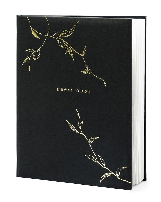 Sort gæstebog med guld blade | Stort udvalg og hurtig levering