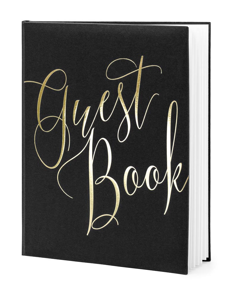 Sort gæstebog med guld tryk | Vælg mellem mange lækre gæstebøger