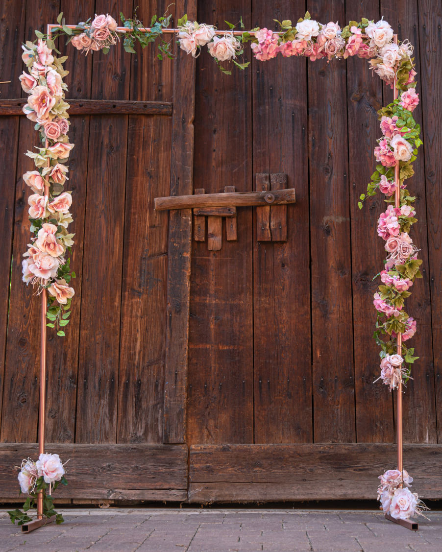 Kunstig blomsterguirlande med gammelrosa roser | 2,2 meter